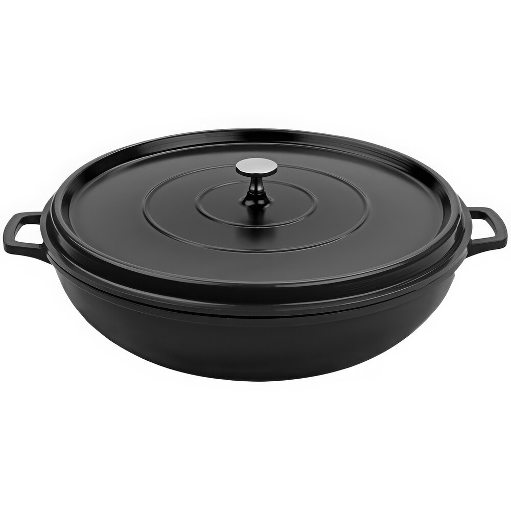 GET Heiss 7.5 Qt. Gray Enamel Coated Cast Aluminum Round Brazier ...