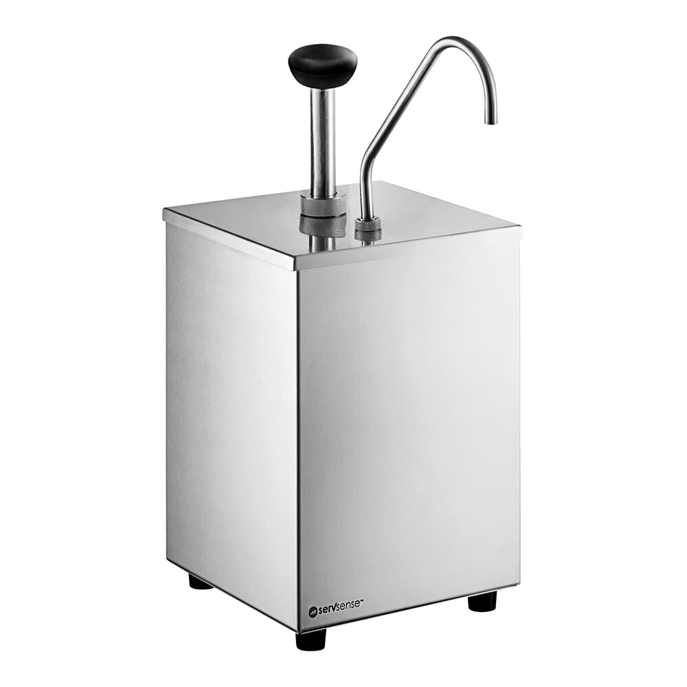 ServSense Single 3.7 Qt. Stainless Steel Condiment Pump Dispenser with ...