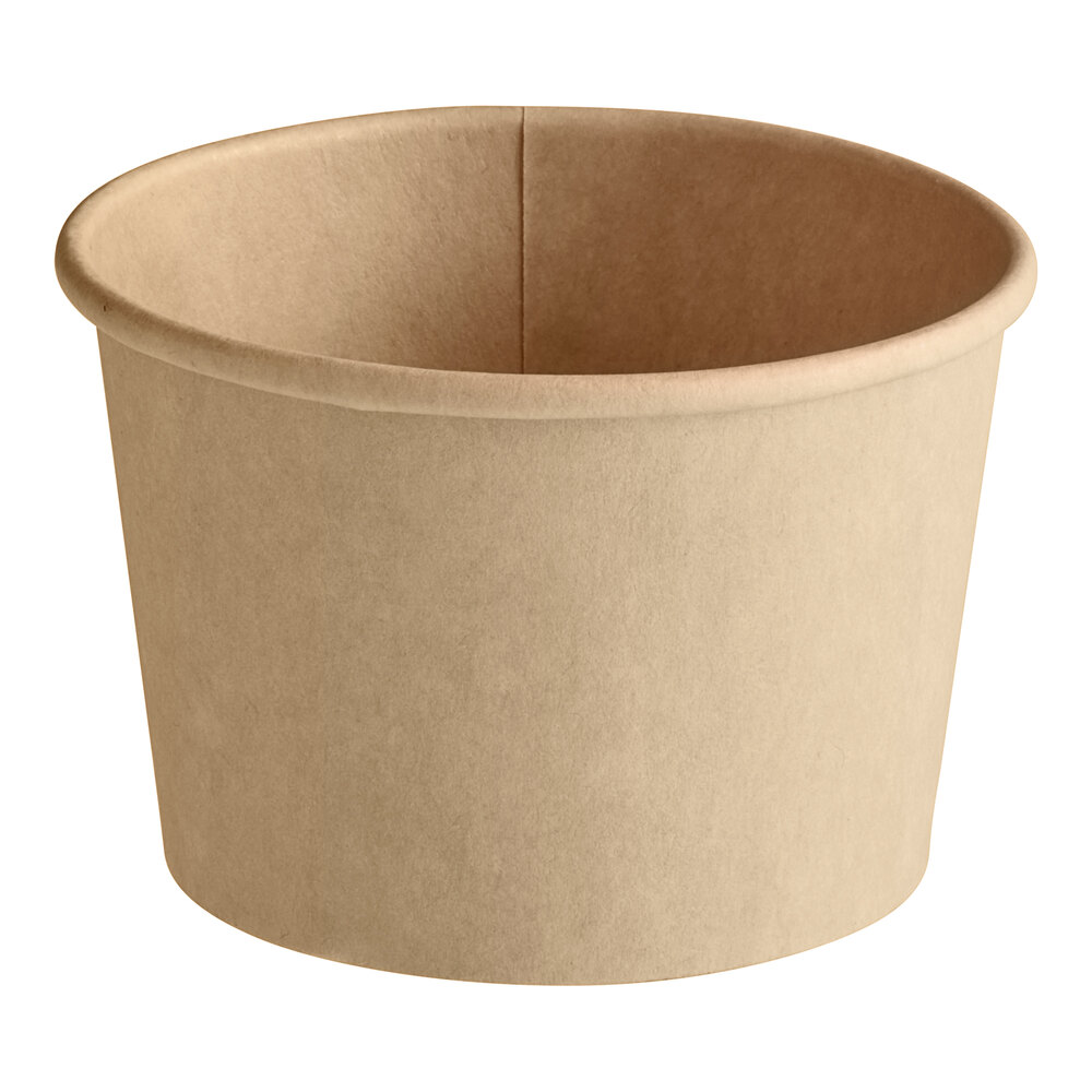 Choice 4 oz. Round Kraft PE-Lined Microwavable Take-Out Container ...