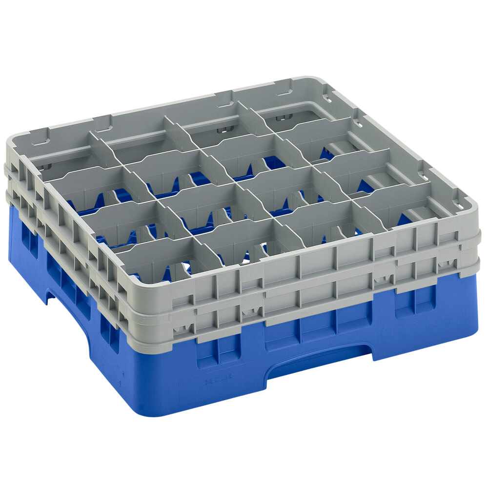 Cambro 16S534-168 Camrack 6 1/8" High Customizable Blue 16 Compartment ...
