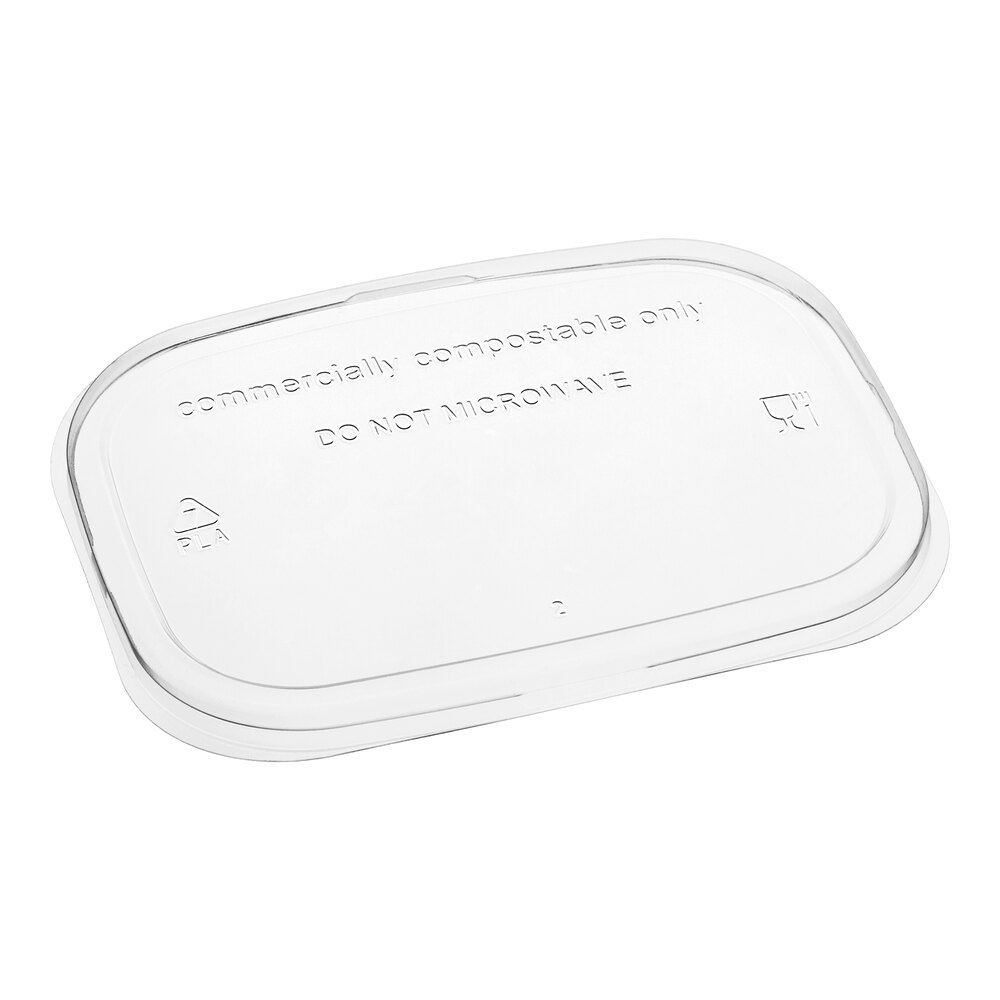 EcoChoice 16-32 oz. Rectangular Compostable PLA Take-Out Lid - 300/Case