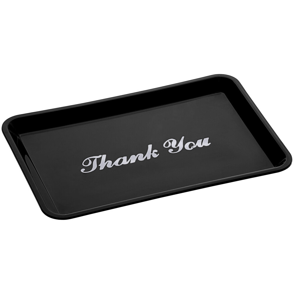 Choice 4 1/2" x 6 1/2" Black Thank You Tip Tray