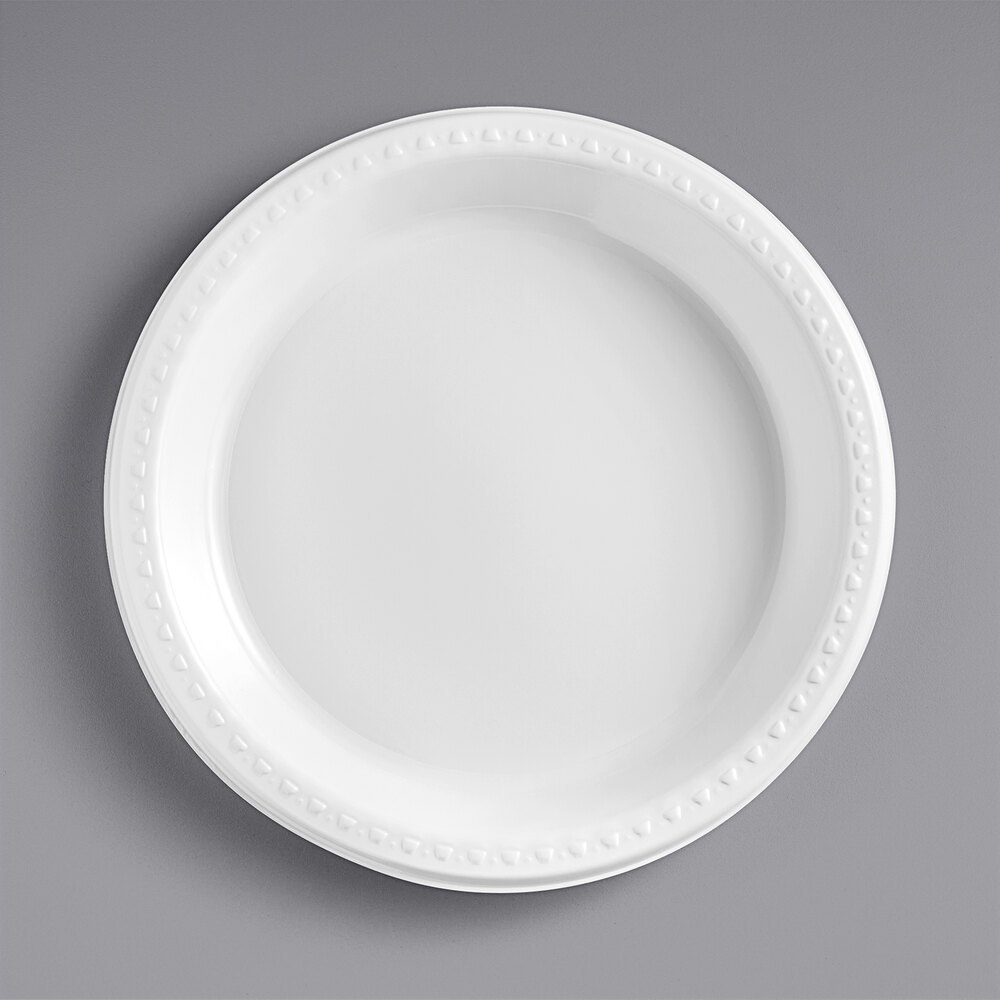 Huhtamaki White Heavyweight Plastic Plate 10" - 500/Case