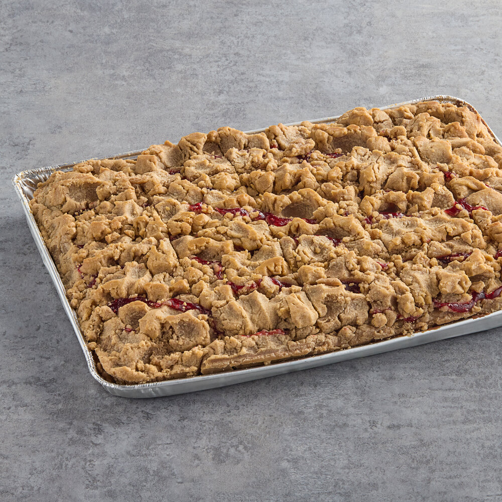 Hahn's Bakery 20-Cut Raspberry German Crumb Cake Half Sheet 11 lb. - 2/Case