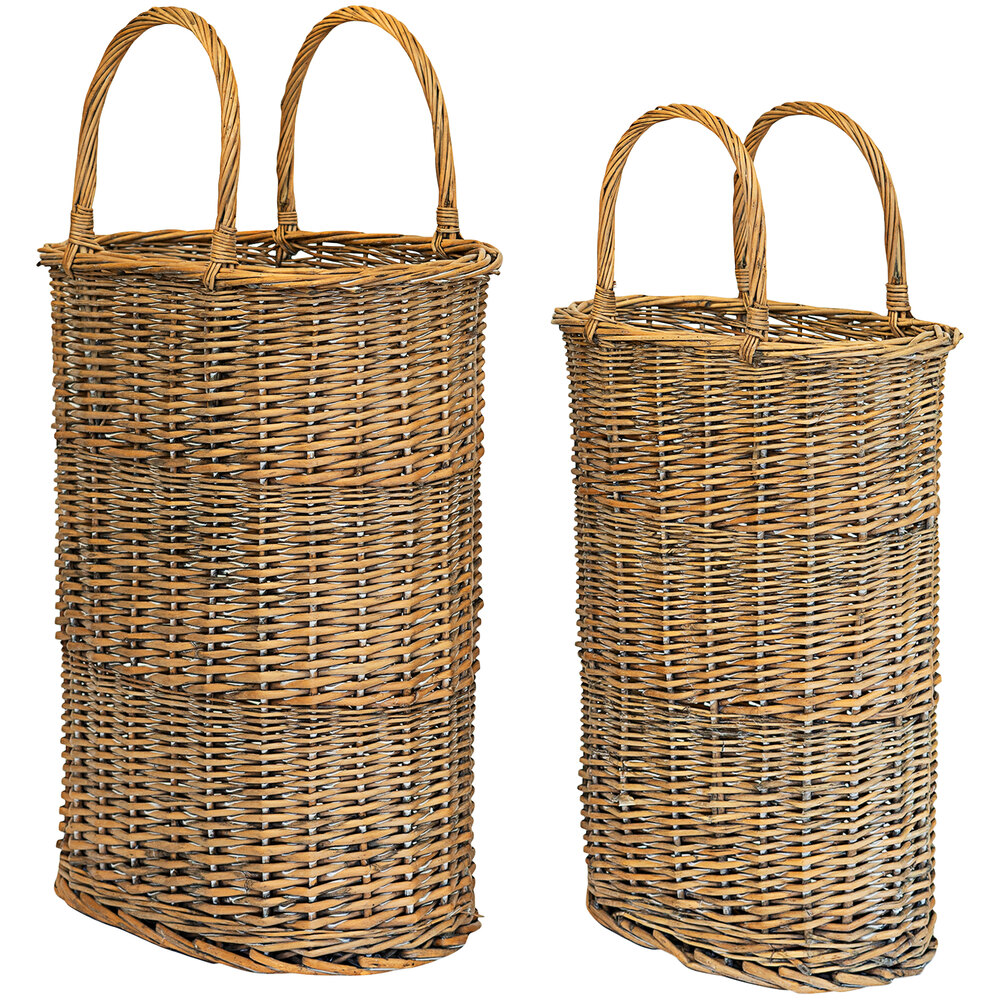 Kalalou 2-Piece Woven Wicker Oval Display Basket Set with Handles CLAN1077
