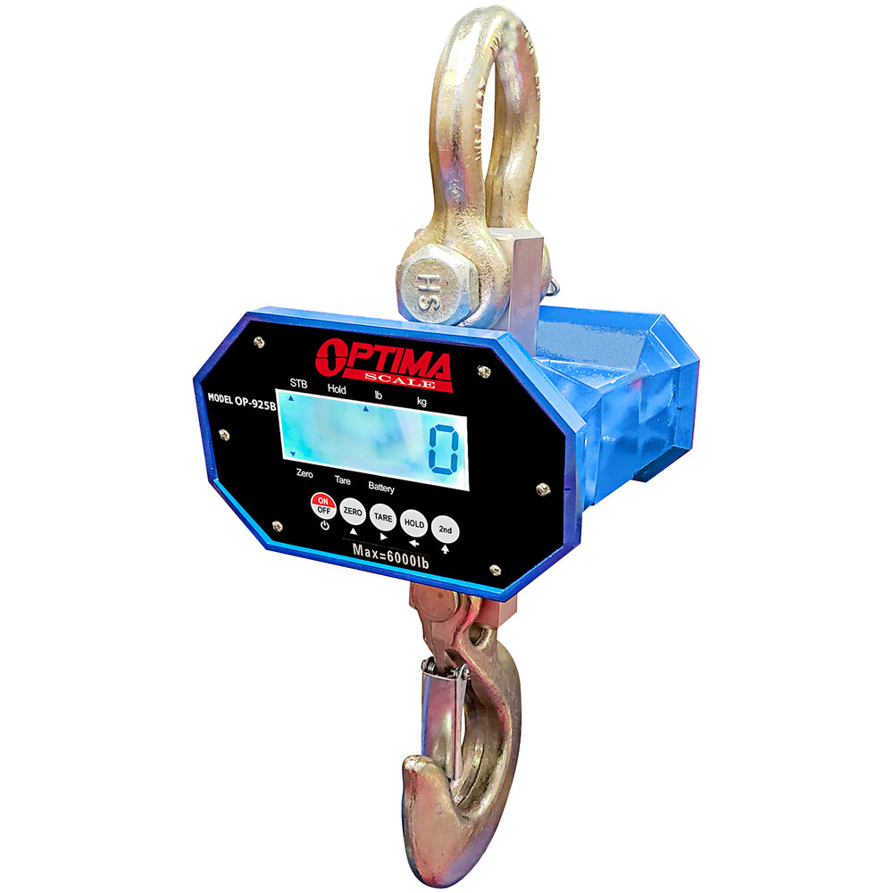 Optima Weighing Systems OP-925-6000 6,000 lb. Heavy-Duty Crane Scale with LCD Display