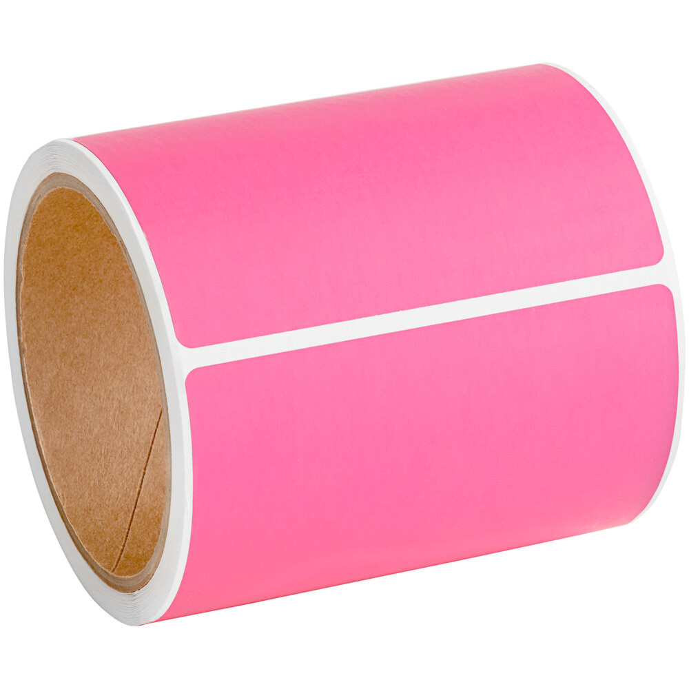 Lavex 4" x 6" Fluorescent Pink Thermal Transfer Permanent Label Roll ...