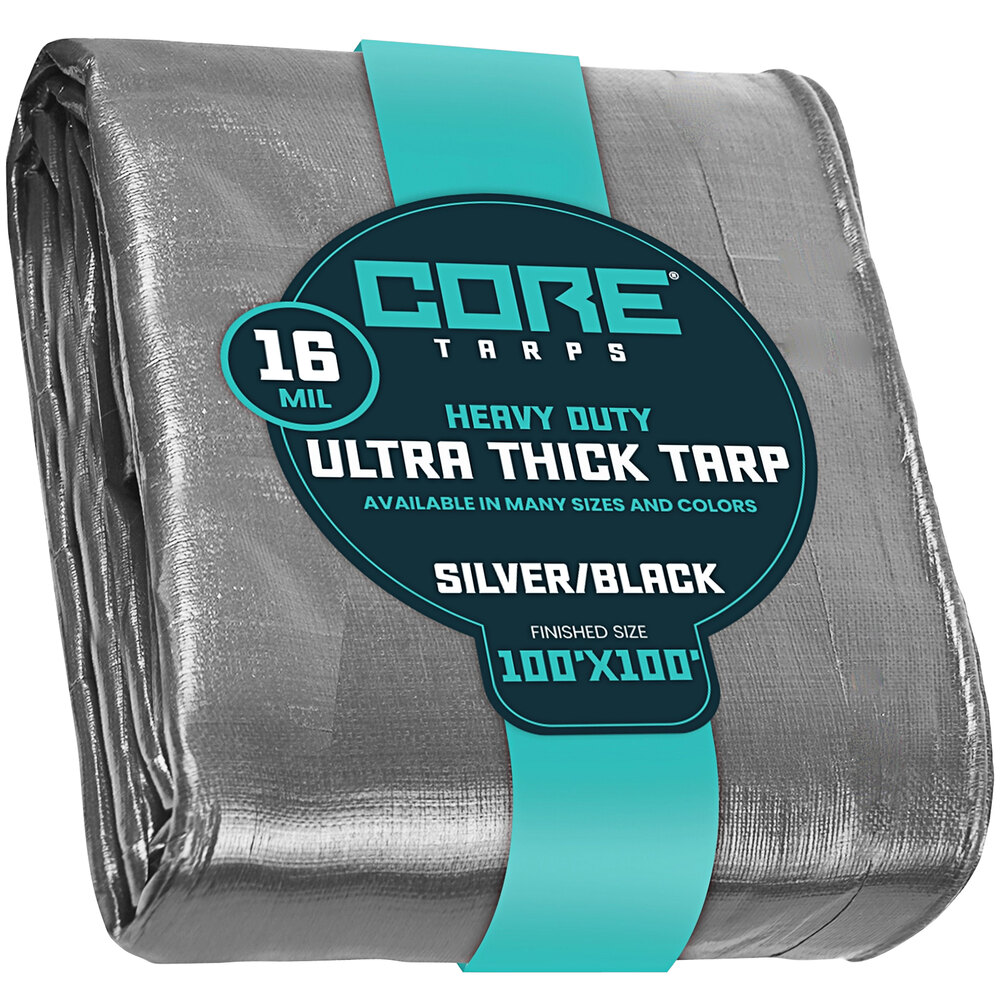 Core Tarps 100' x 100' Silver / Black Extra Heavy-Duty Weatherproof 16 ...