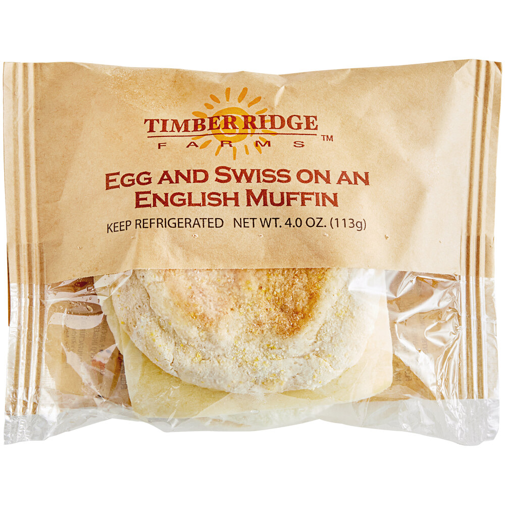Timber Ridge Farms Egg and Swiss English Muffin Sandwich 4 oz. - 24/Case