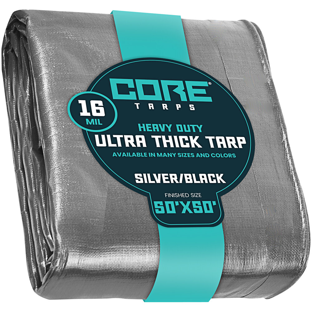 Core Tarps 50' x 50' Silver / Black Extra Heavy-Duty Weatherproof 16 ...