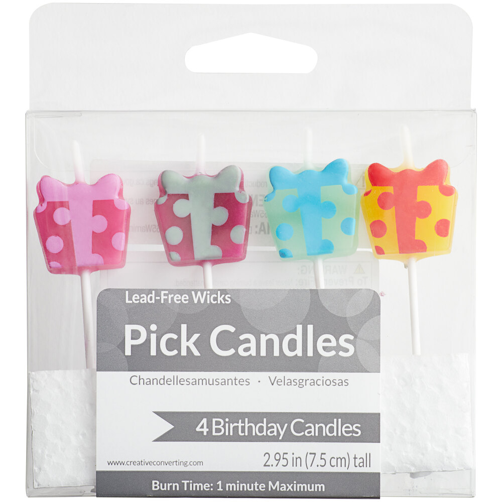 Creative Converting 3" Present Candle Pick Set - 4/Set