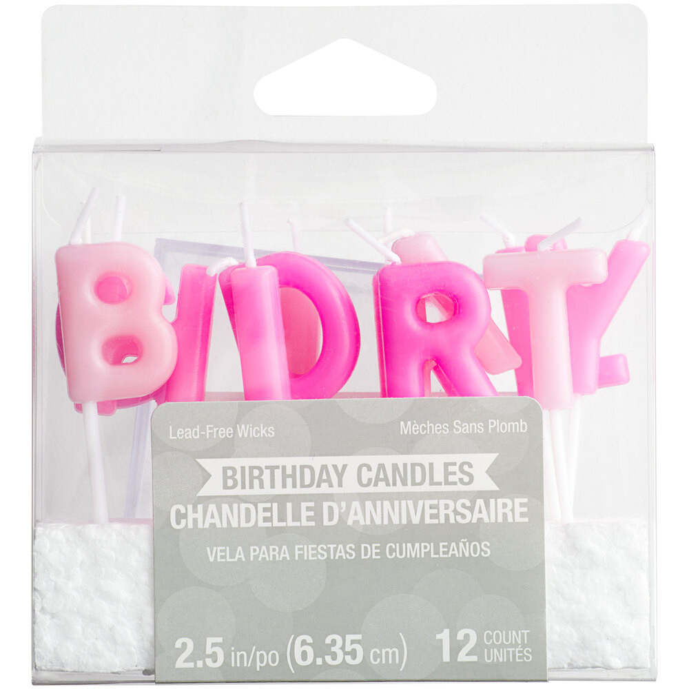Creative Converting 101045 3" Assorted Pink "Birthday Girl" Candle Pick ...