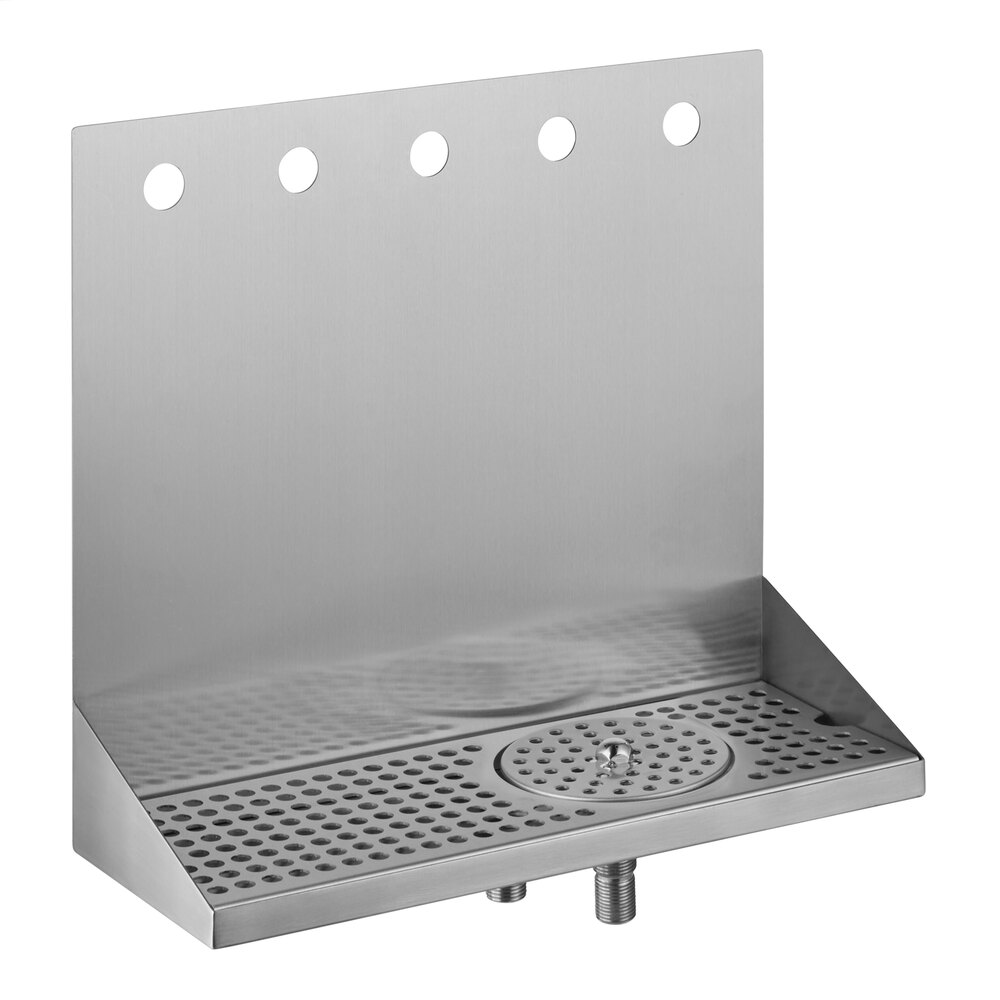Regency 16" x 6" x 14" Stainless Steel 5 Faucet Wall Mount Drip Tray ...