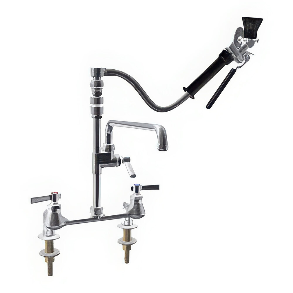 Chicago Faucets 509-SSVBL12XKCAB Deck-Mounted Pre-Rinse Faucet with 8 ...