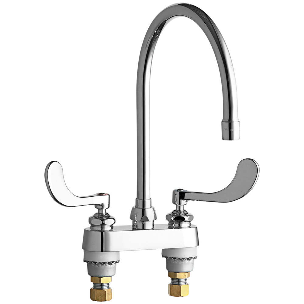 Chicago Faucets 895-317GN8AE35ABCP Deck-Mounted Faucet with 4" Centers ...
