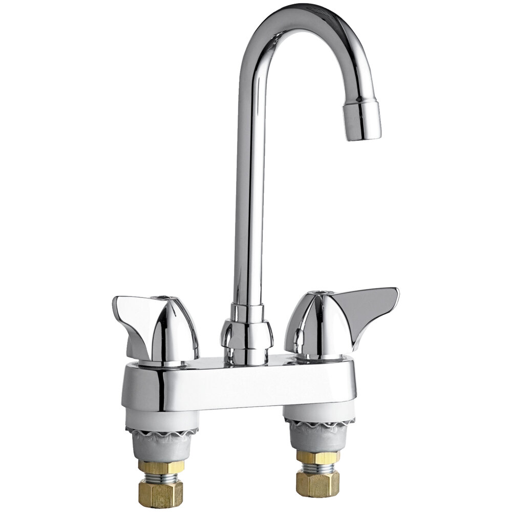 Chicago Faucets 1895-E35ABCP Deck-Mounted Faucet with 4" Centers and 3 ...