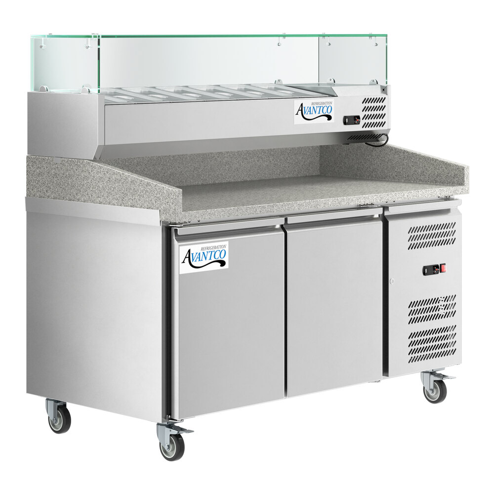 Avantco SS-PPT-G-60 60" 2 Door Stone Top Refrigerated Pizza Prep Table ...