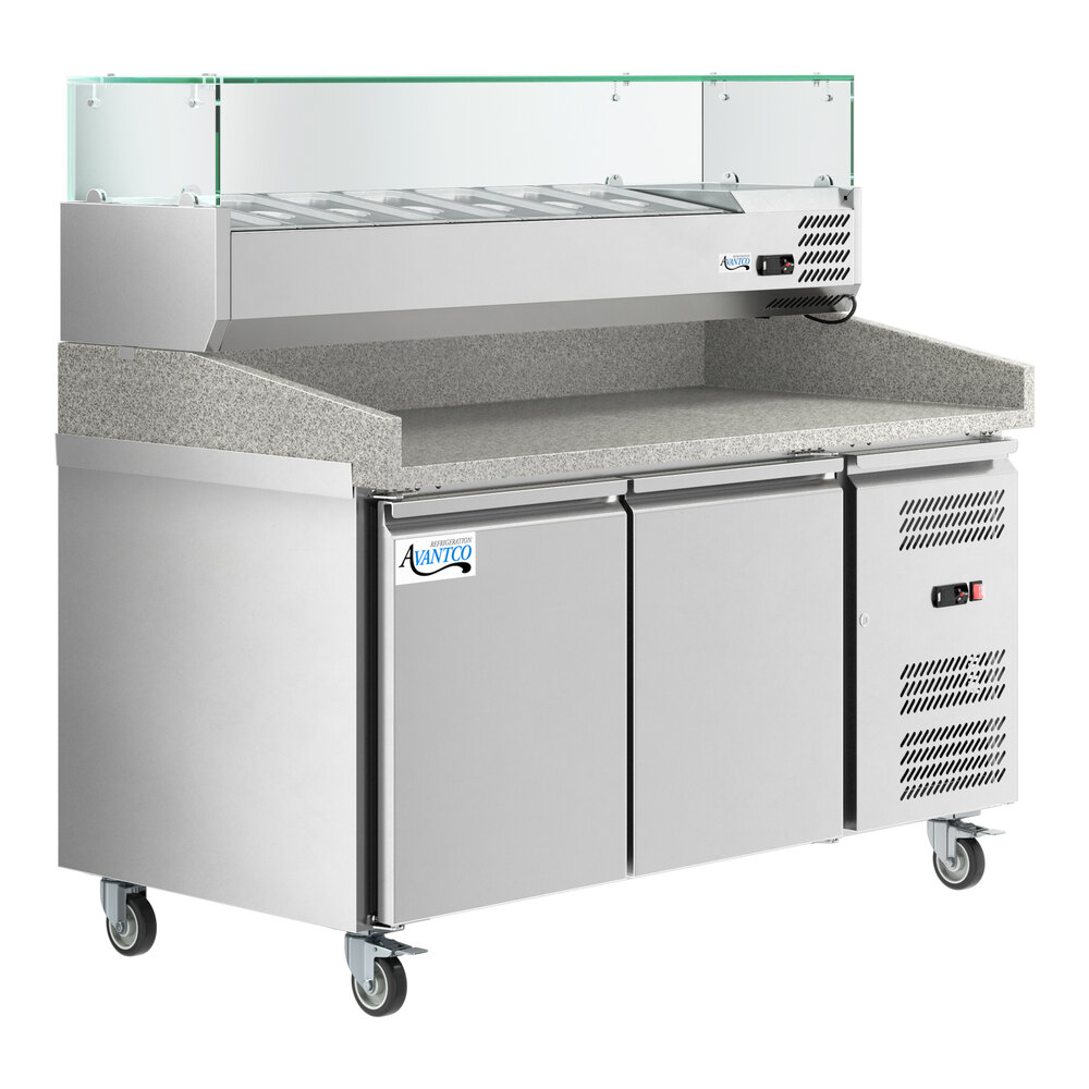 Avantco SS-PPT-G-60 60" 2 Door Stone Top Refrigerated Pizza Prep Table ...