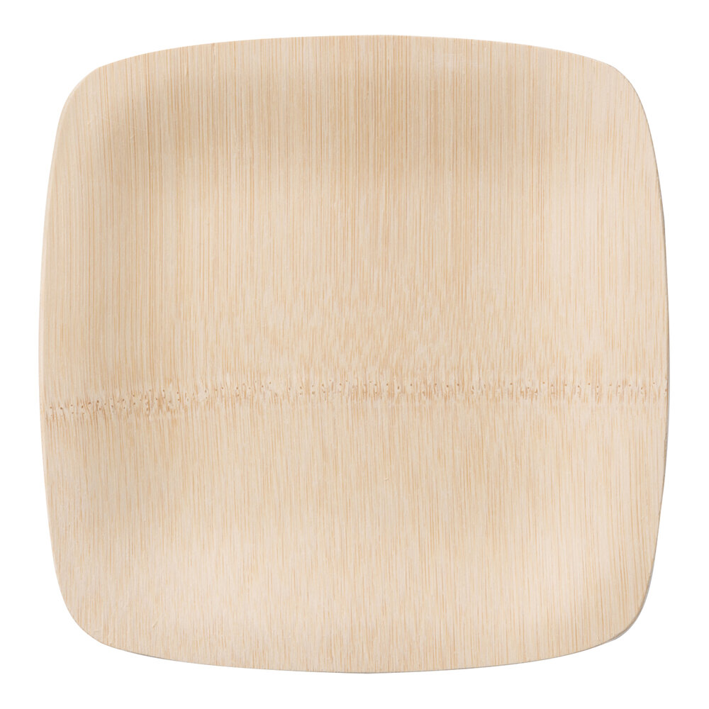 Bambu® 063200 Veneerware® 9" Disposable Square Bamboo Plate - 25/Pack