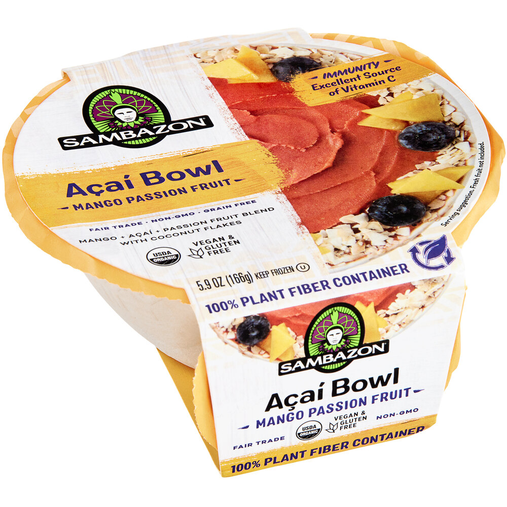 Sambazon Mango Passion Fruit Organic Acai Bowl 5.9 oz. - 8/Case
