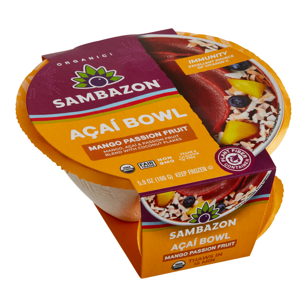 Sambazon Mango Passion Fruit Organic Acai Bowl 5.9 oz. - 8/Case