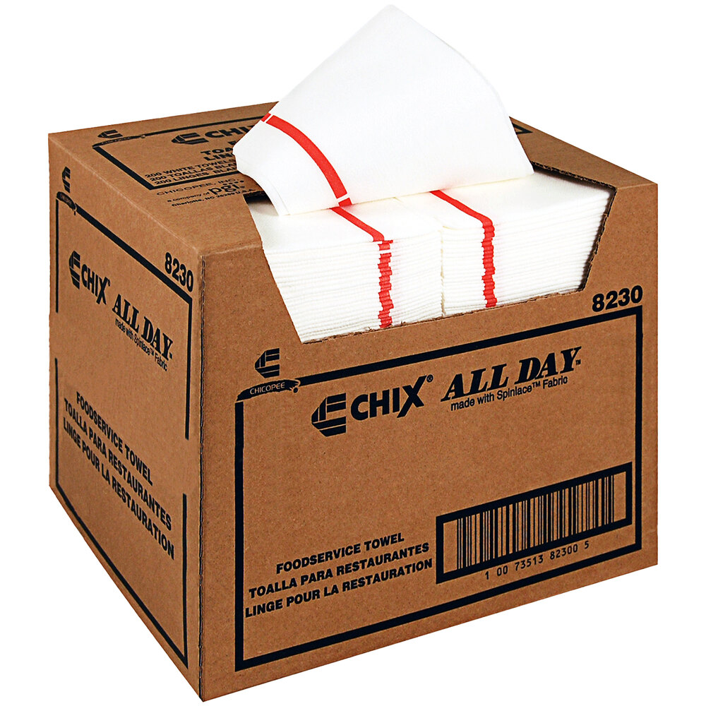 Chicopee 8230 Chix All Day 12 1/4" x 21" White / Red Heavy-Duty ...