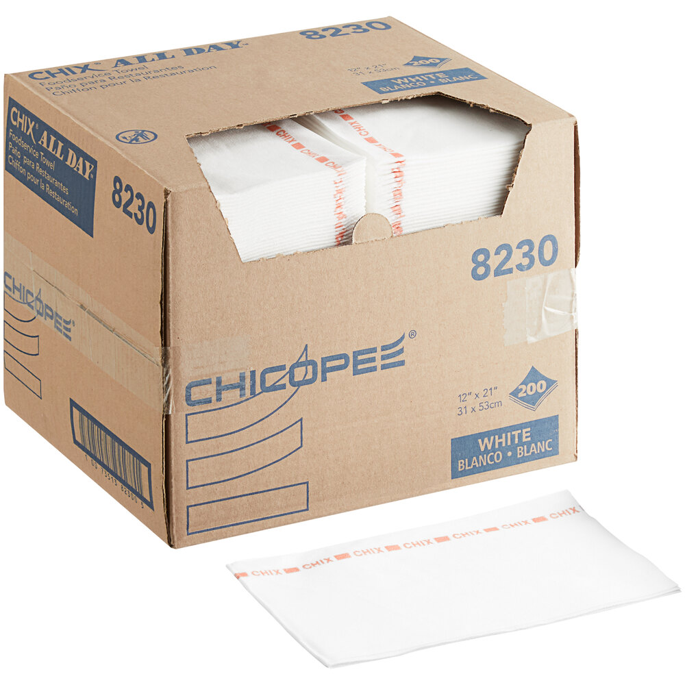 Chicopee 8230 Chix® All Day 12 1/4" x 21" White / Red Heavy-Duty ...