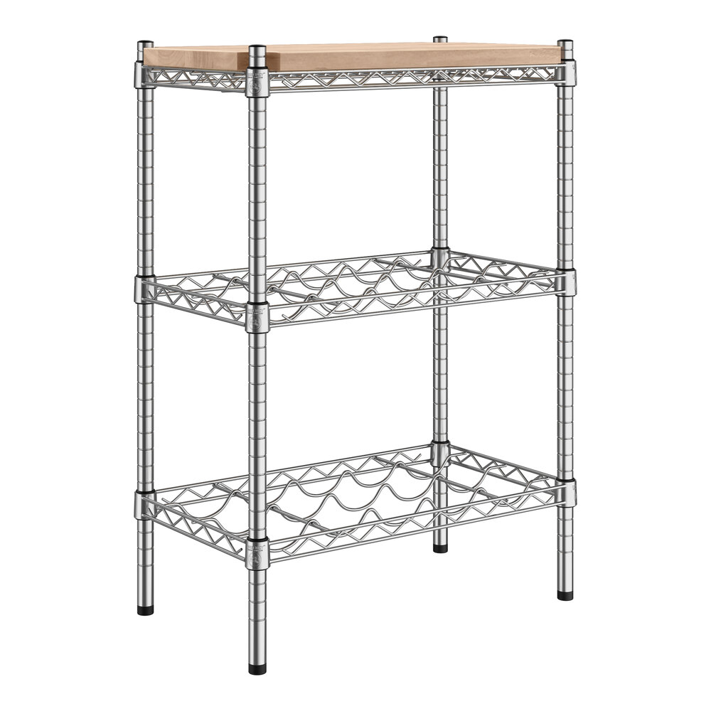 Regency 14" x 24" NSF Chrome 3-Shelf Wine Rack Kit with 34" Posts and ...