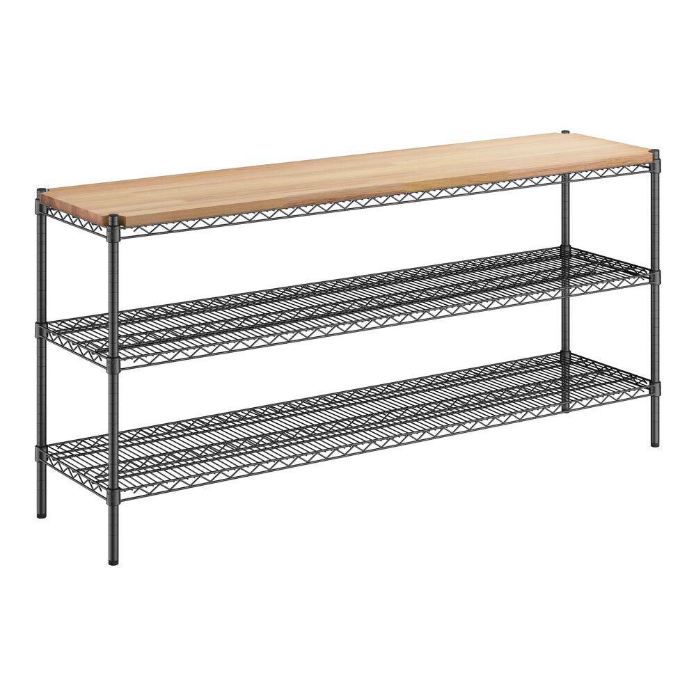 Regency 18" x 72" Black Epoxy 3-Shelf Kit with 34" Posts and Wooden ...