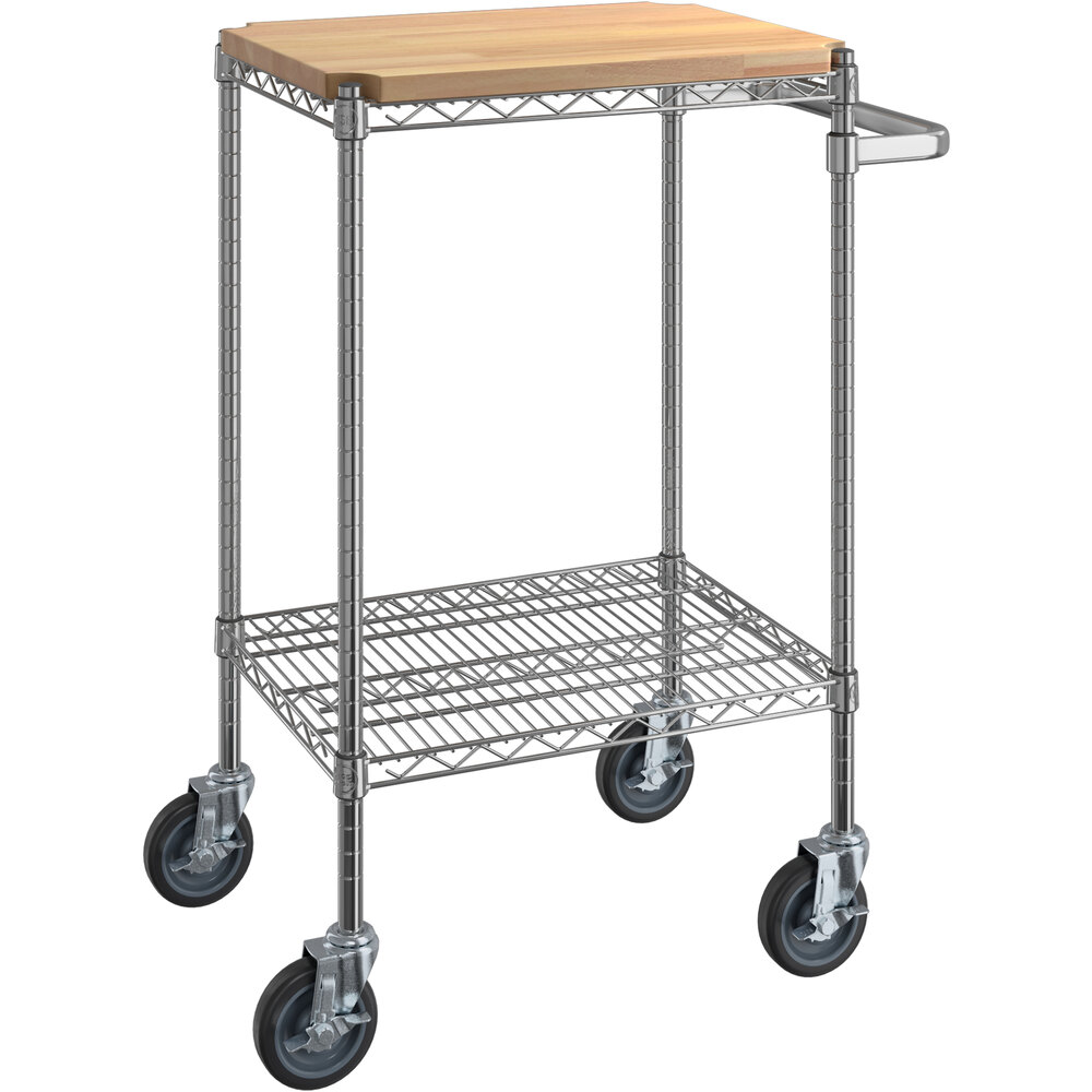 Regency 18" x 24" Two Shelf Chrome Utility Cart with U-Shaped Handle ...