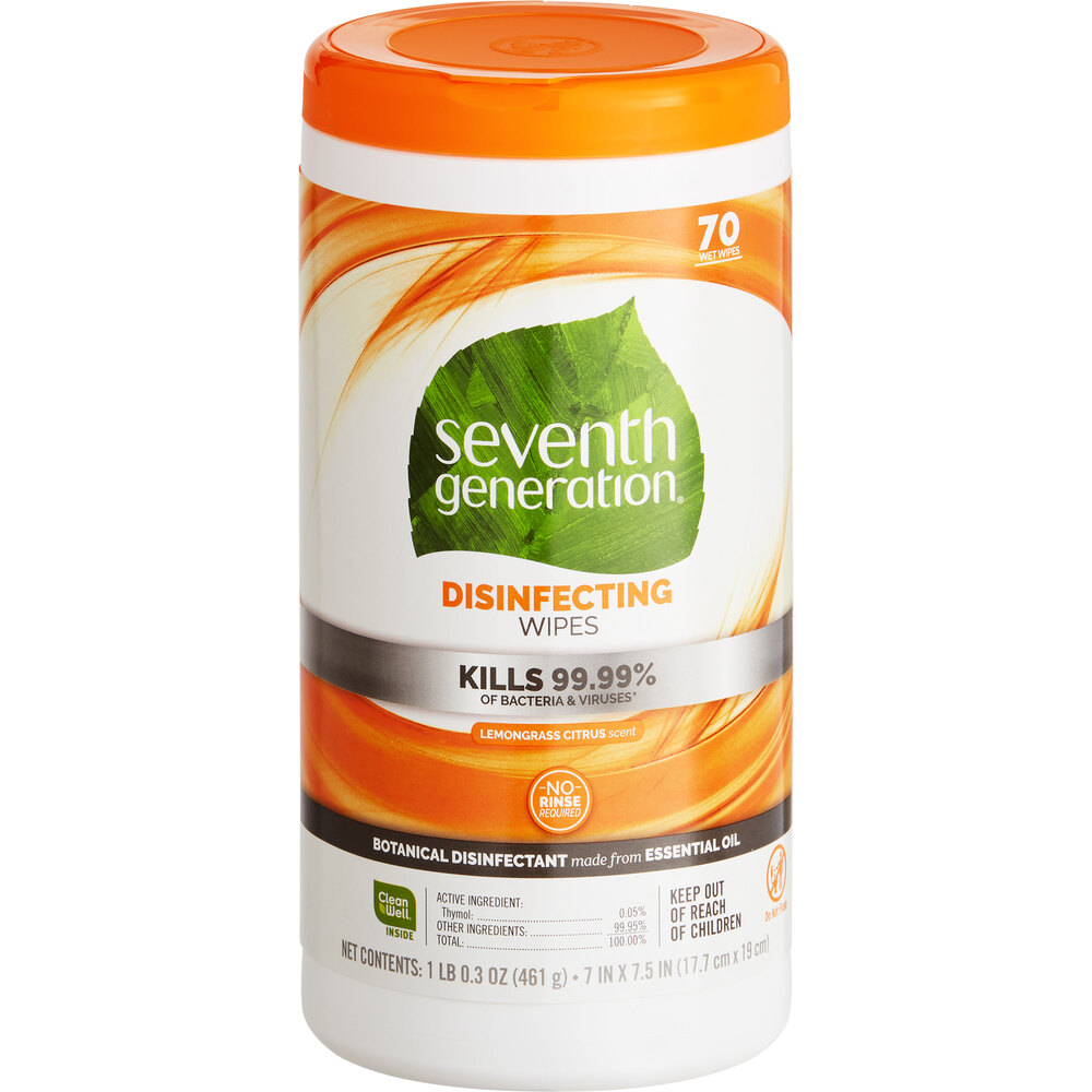 Seventh Generation 22813 70-Count Lemongrass Citrus Disinfecting Wipes ...