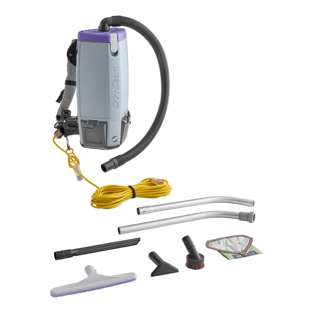 ProTeam 107744 Super Coach Pro 10 Qt. Backpack Vacuum with 101338 Two ...