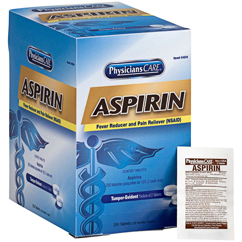 PhysiciansCare 54034-001 Aspirin Tablets - 250/Box