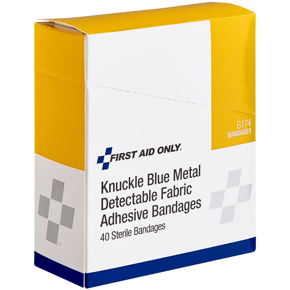 First Aid Only G174 Blue Metal-Detectable Fabric Knuckle Bandage - 40/Box
