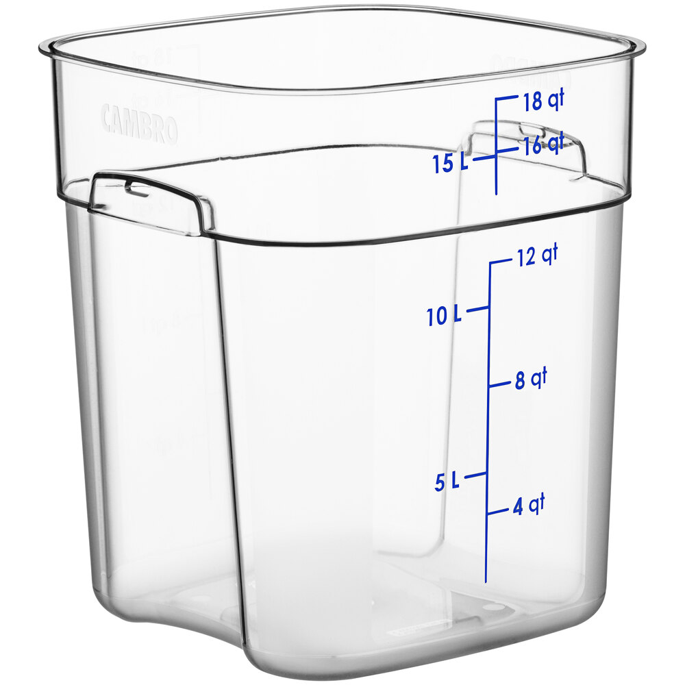 Cambro CamSquares® FreshPro 18 Qt. Clear Square Polycarbonate Food ...