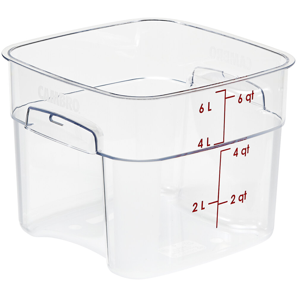 Cambro 6SFSPROCW135 CamSquare® FreshPro 6 Qt. Clear Square Polycarbonate Food Storage Container ...
