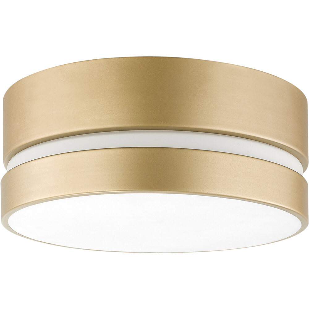 Globe Glam Soft Gold Flush Mount Light with Frosted Inner Shade- 120V, 60W
