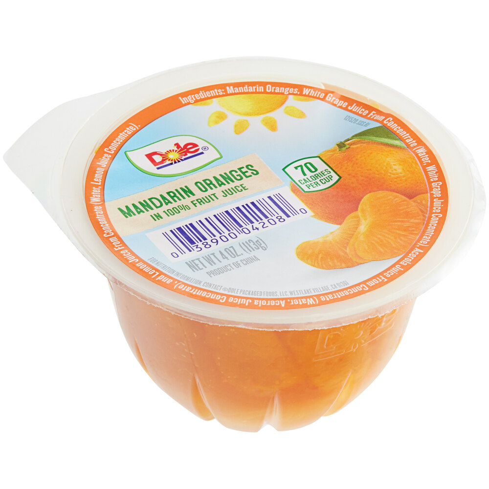 Dole Mandarin Oranges in Juice 4 oz. Cup - 36/Case