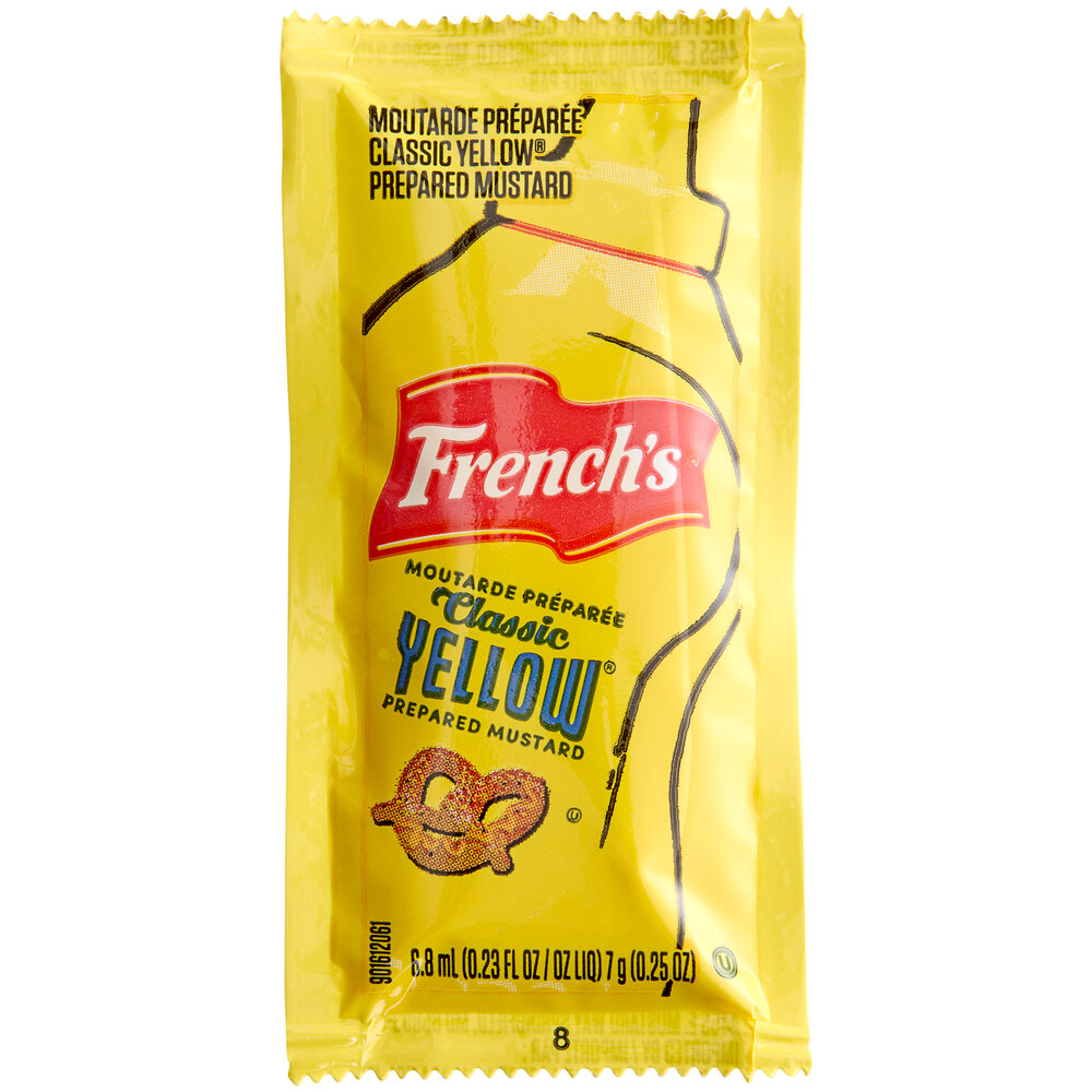 French's Classic Yellow Mustard 7 Gram Portion Packet - 1,500/Case