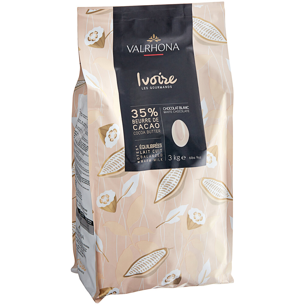 Valrhona Ivoire 35% White Chocolate Feve 6.6 lb.