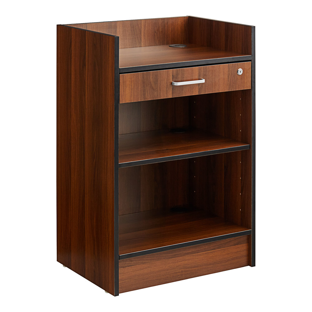 Lancaster Table & Seating 24" x 18" x 38" Walnut Cash Register Stand ...