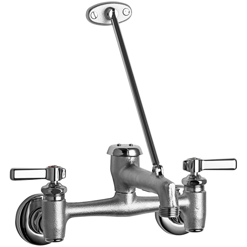 Chicago Faucets 897-CCP Polished Chrome Wall-Mounted Faucet with 8 ...