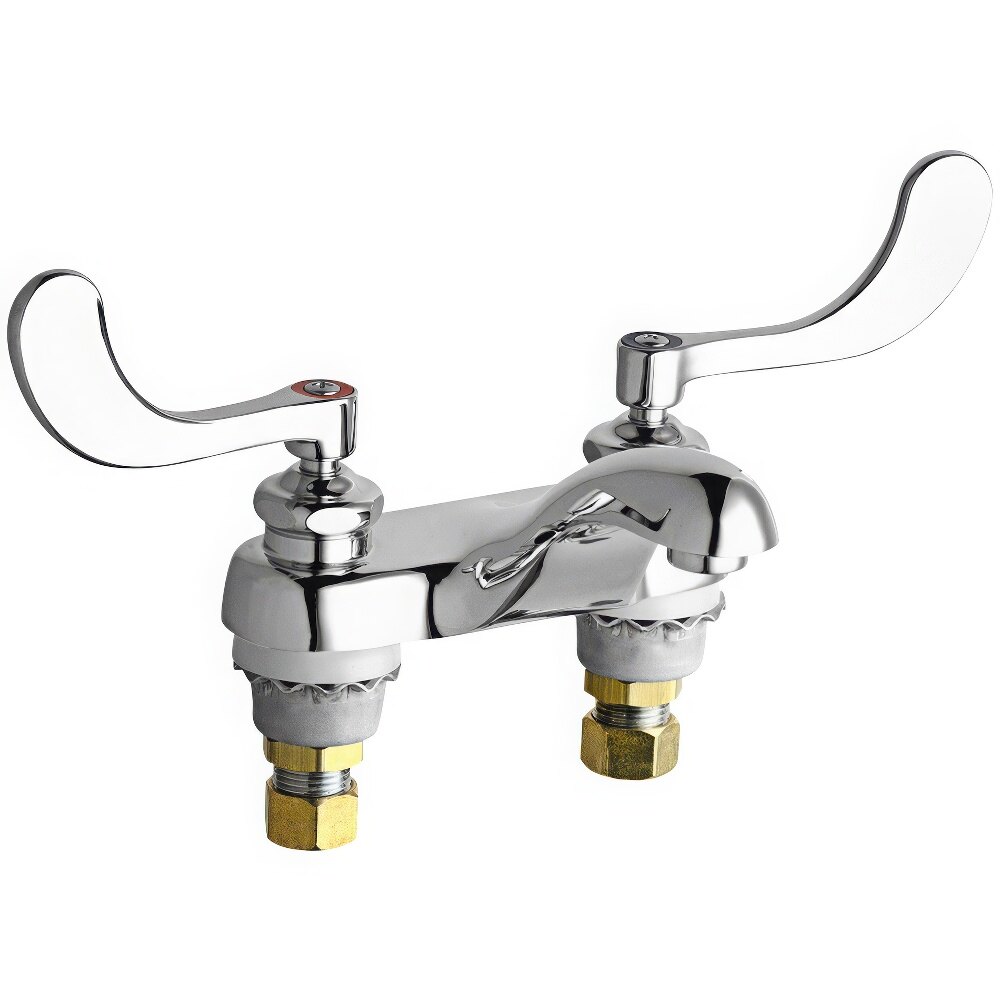 Chicago Faucets 802-317ABCP Deck-Mounted Faucet with 4" Fixed Centers ...