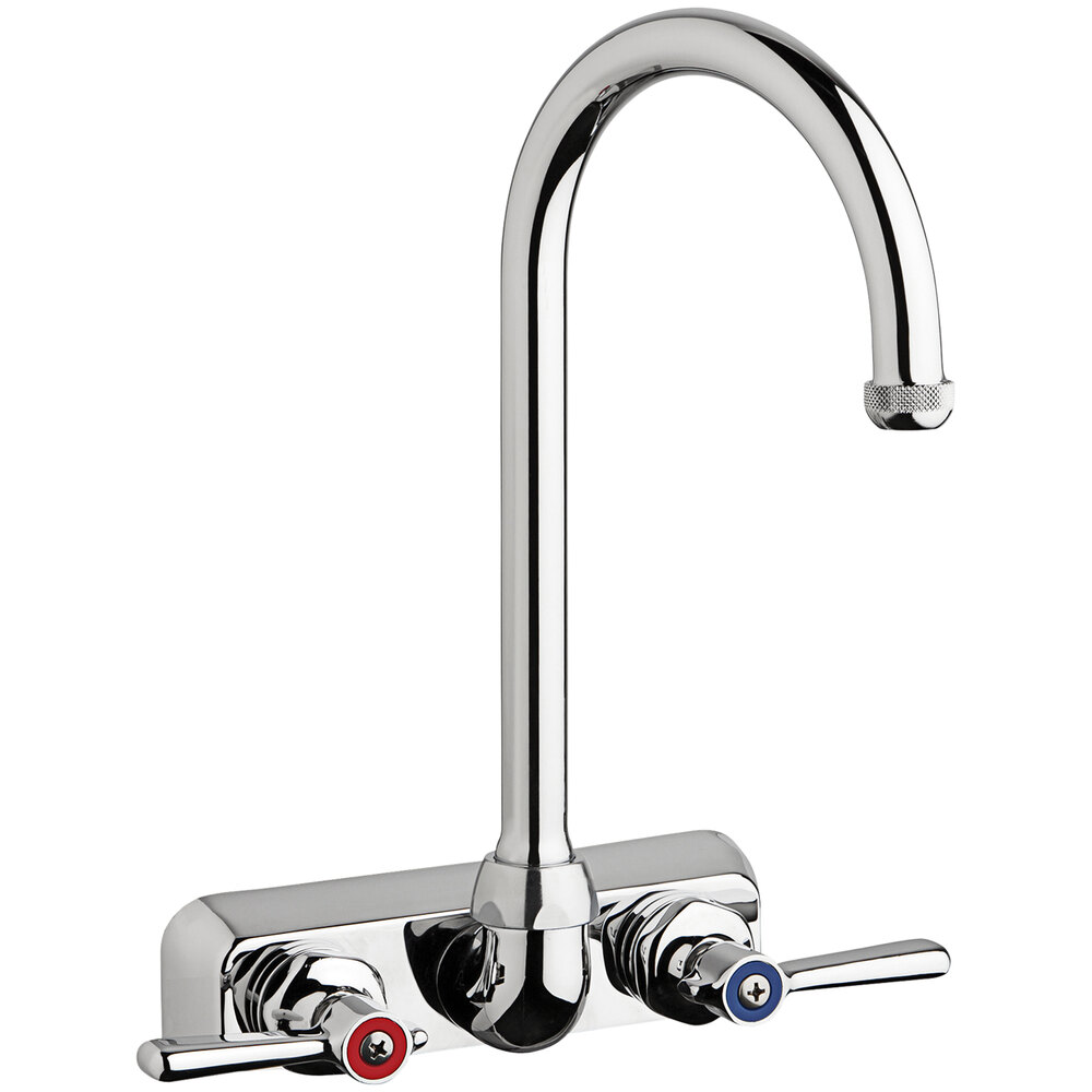 Chicago Faucets W4W-GN2AE1-369ABCP Wall-Mounted Faucet with 4" Fixed ...