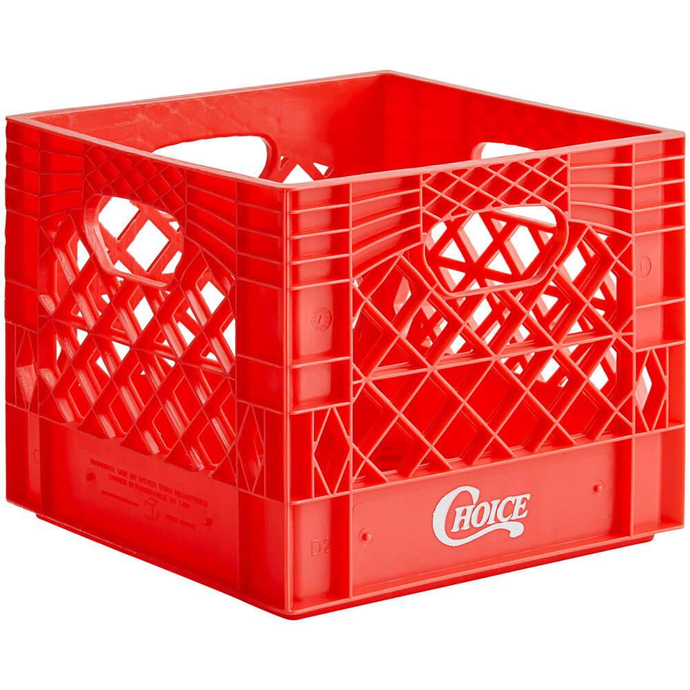 Choice 16 Qt. Red Square Milk Crate - 13" x 13" x 11"