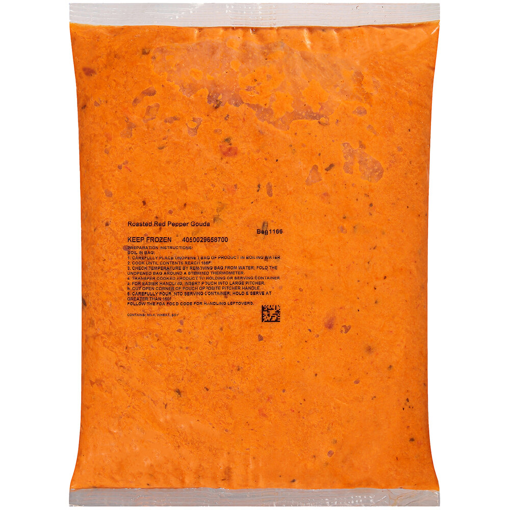 Chef Francisco Roasted Red Pepper and Gouda Soup 4 lb. - 4/Case