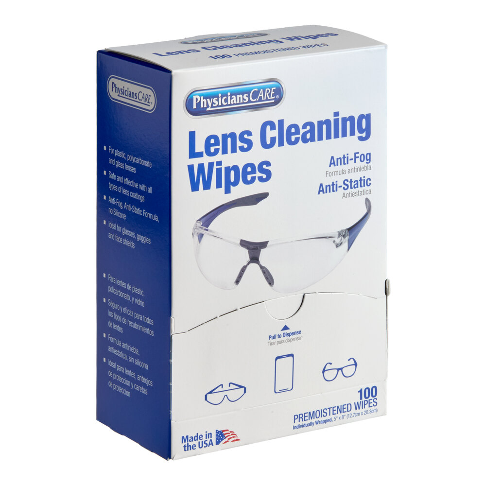 PhysiciansCare 91295 Pre-Moistened Lens Cleaning Wipes - 100/Box