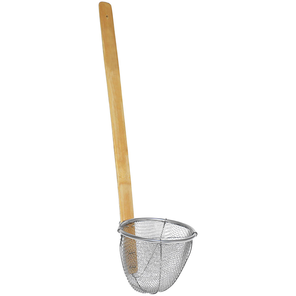 5 1/2" Fine Mesh Noodle Skimmer with Bamboo Handle
