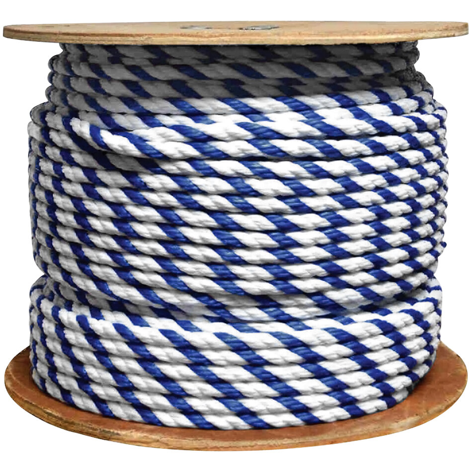 Kemp USA Premium 3/8" x 600' Royal Blue and White Polypropylene Rope 10 ...