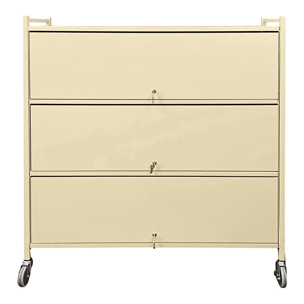 Omnimed Omnicart Beige Horizontal 45-Binder Closed Cart with Locking ...